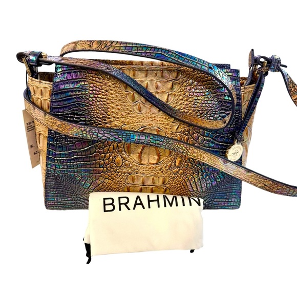 Brahmin | Bags | Brahmin Brown And Green Crossbody Bag With Crocodile ...